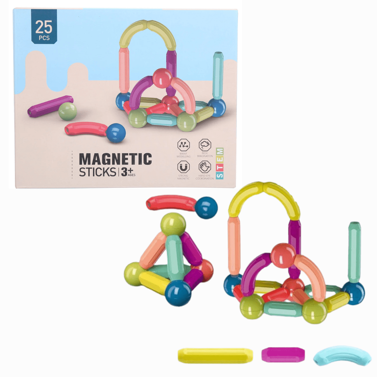25 PCS Magnetic Blocks for Kids (3+) - Nesh Kids Store | Sri Lanka