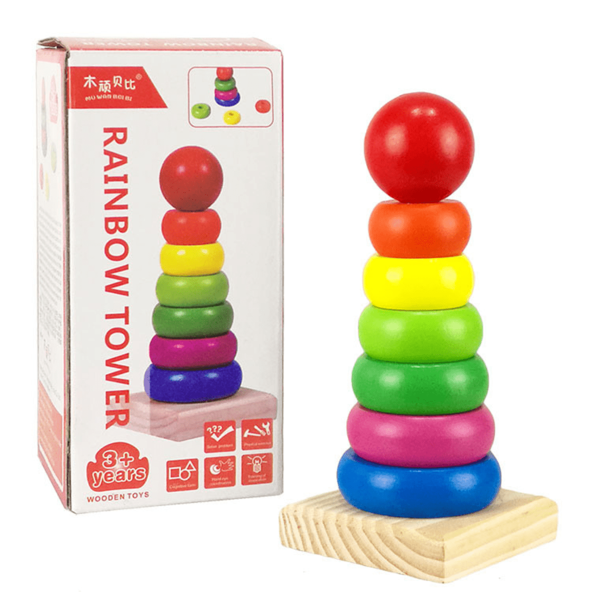 Wooden Rainbow Tower - Nesh Kids Store | Sri Lanka