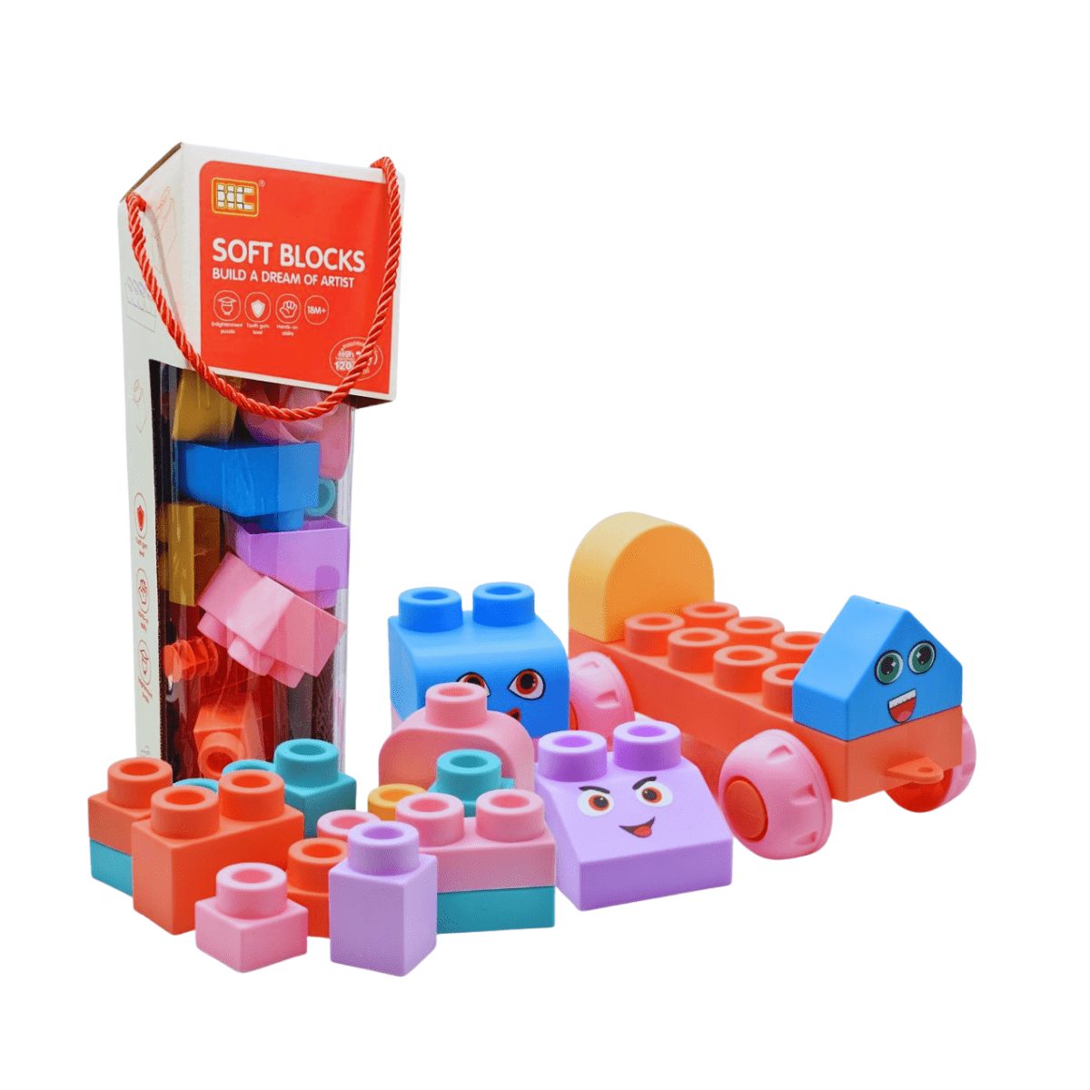 23-Piece Flexible Block Set – Soft Rubber Building Blocks (3+ Years ...