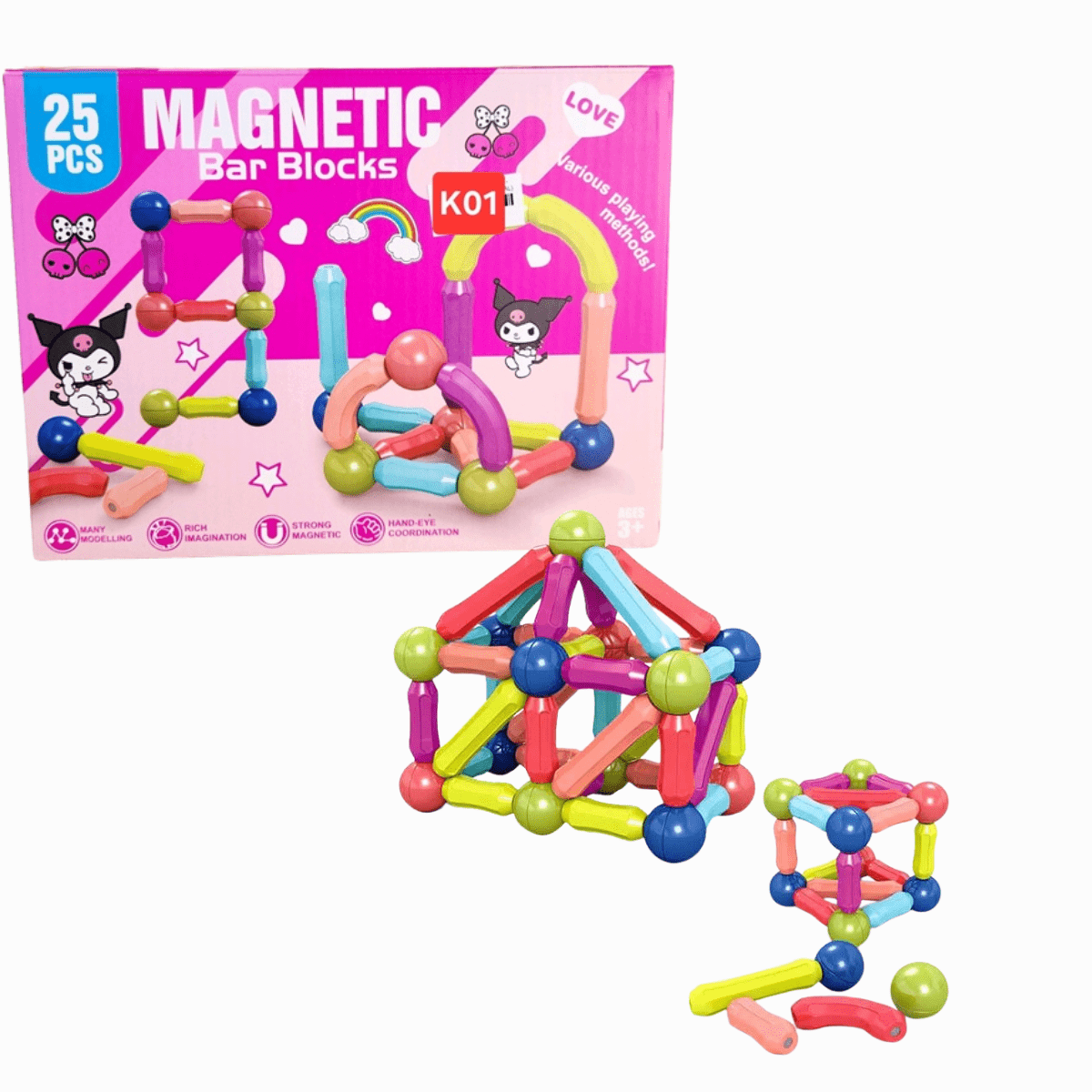 25-Piece Magnetic Bar Block Set - Nesh Kids Store | Sri Lanka