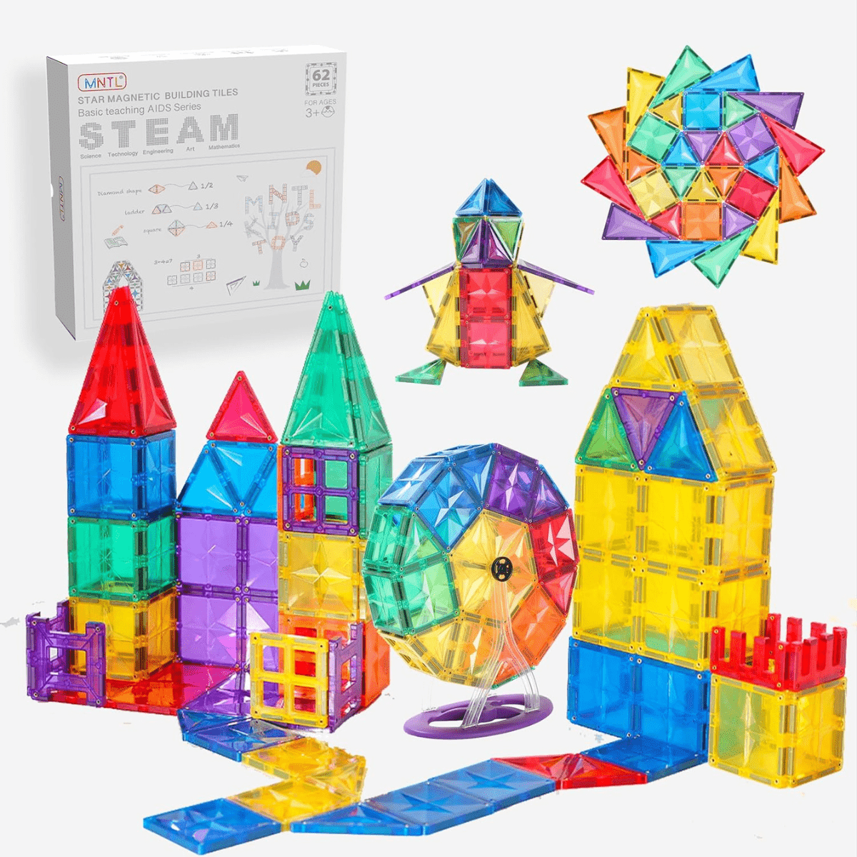 62 PCS Star Magnetic Building Tile Set - Nesh Kids Store | Sri Lanka