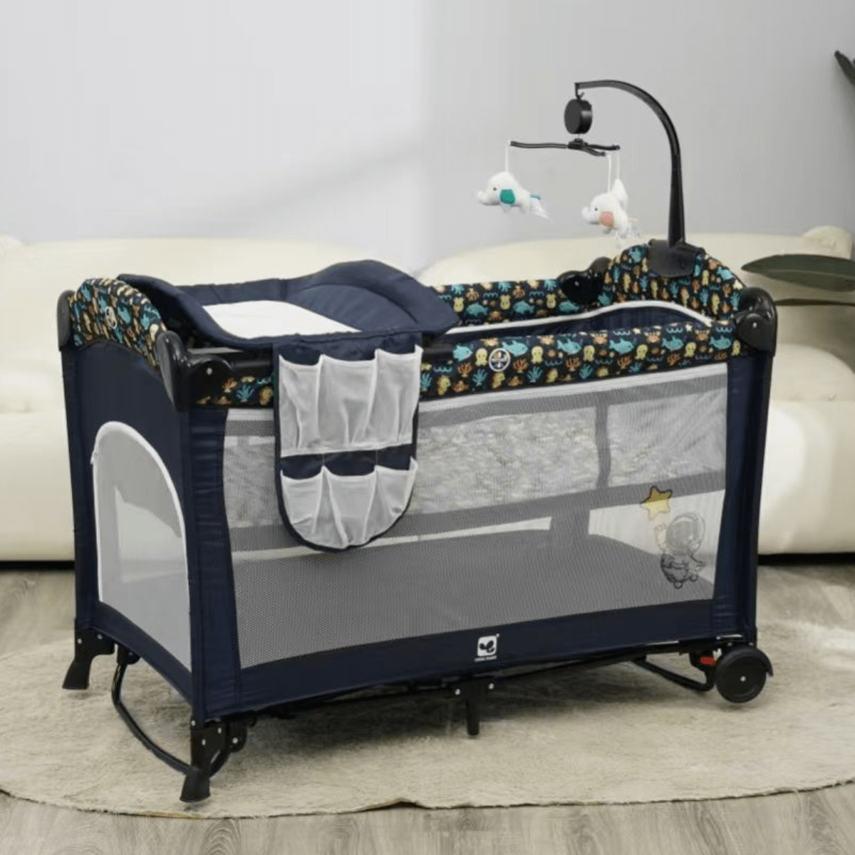 Baby Cot Playpen Baby Crib with Changing Station and Toys - KDD-970 ...