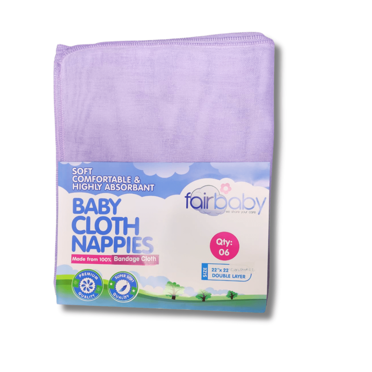 Fairbaby 22'' x 22"" Bandage Cloth Fabric Nappies-Colour (6 Pcs) - Nesh ...