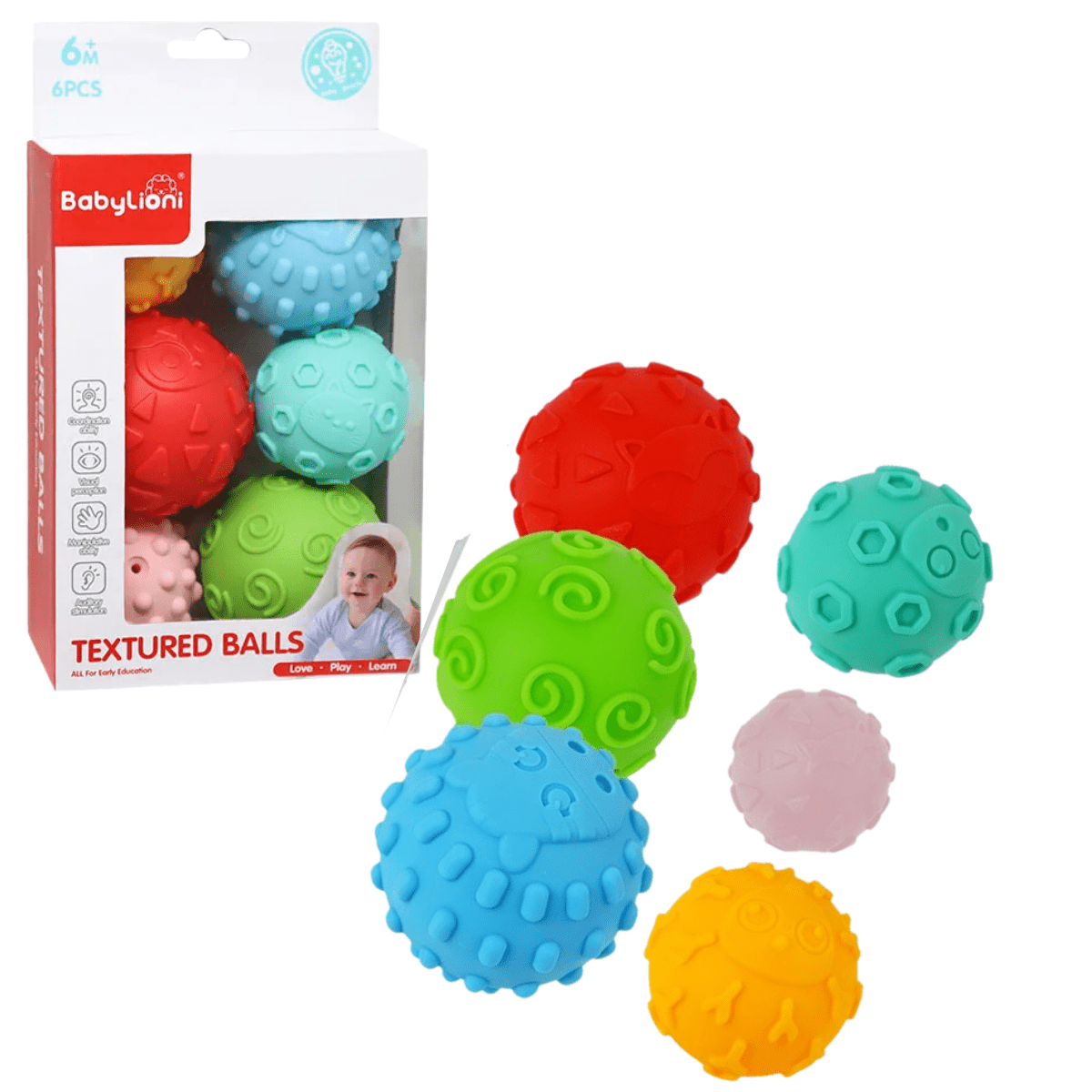 Set of 6 Textured Balls 6m+ - Nesh Kids Store | Sri Lanka
