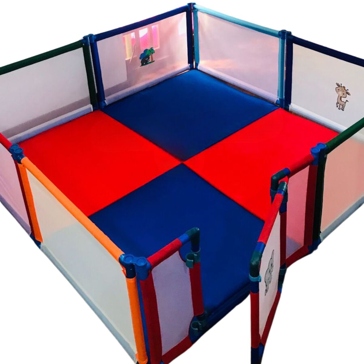 8 Panel Playpen with Gate (6.5ft Square Shaped) with Mattress - Nesh ...