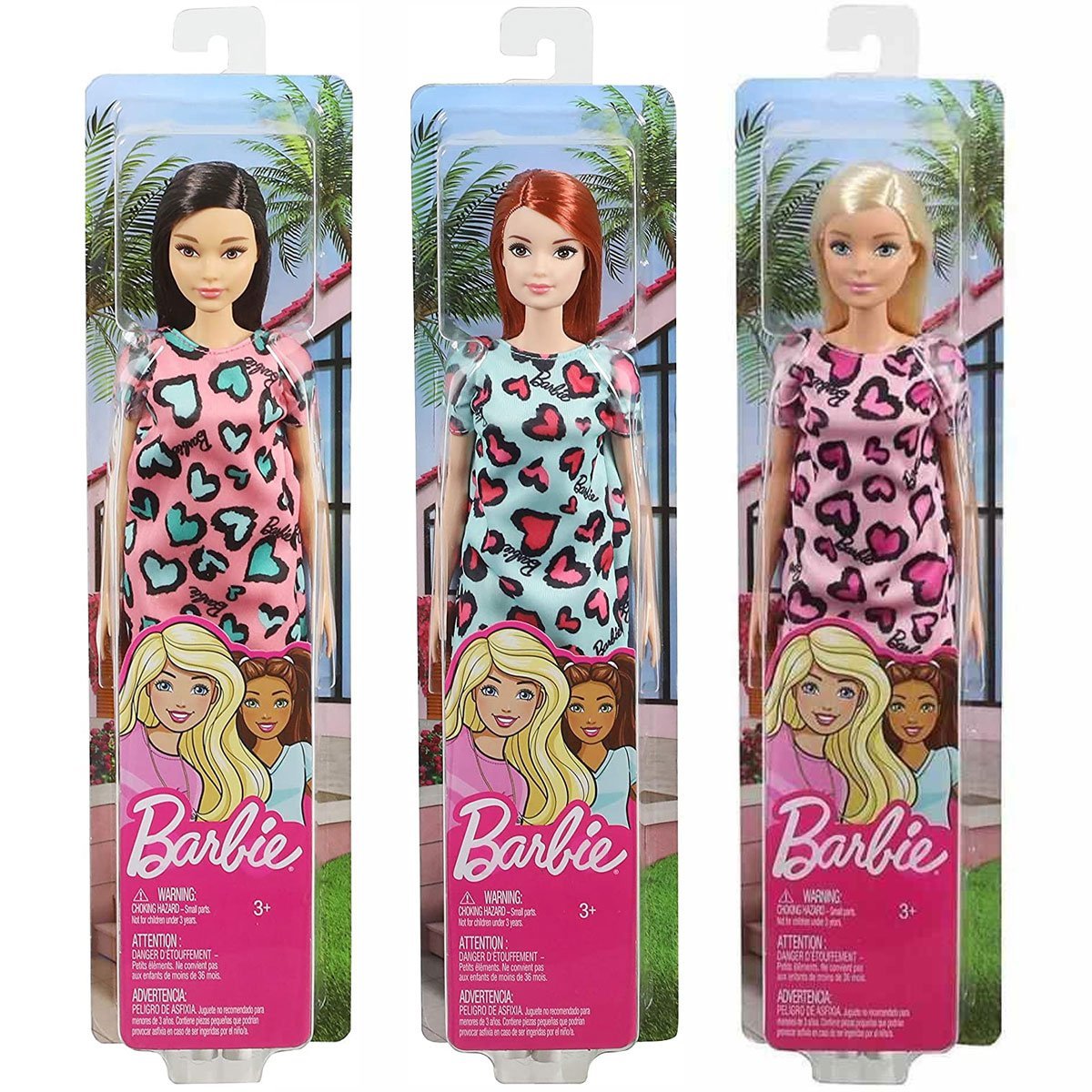 Barbie Doll with Heart-Print Dress (T7349) - Nesh Kids Store