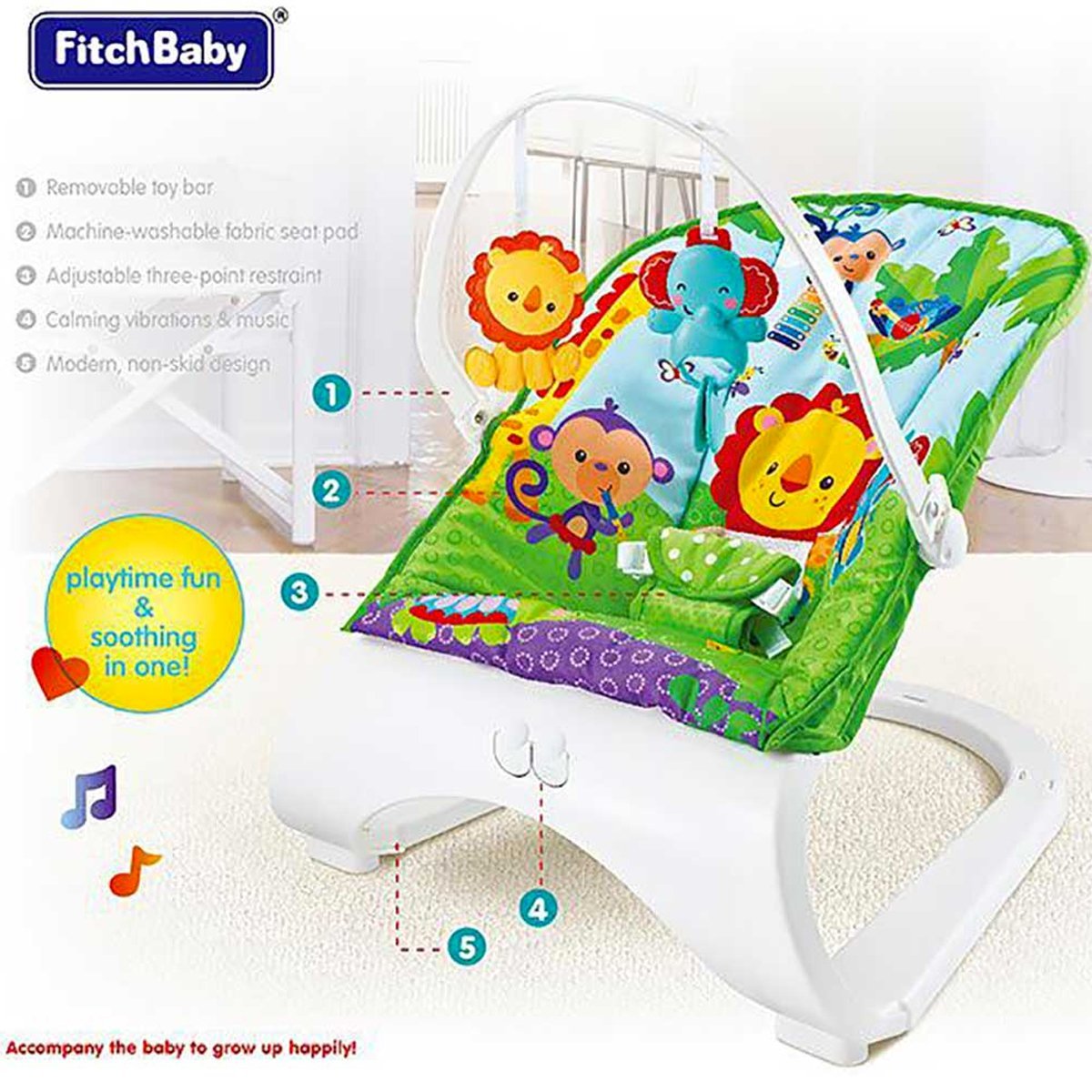 Fitch Baby Forest Friends Comfort Curve Bouncer - Nesh Kids Store