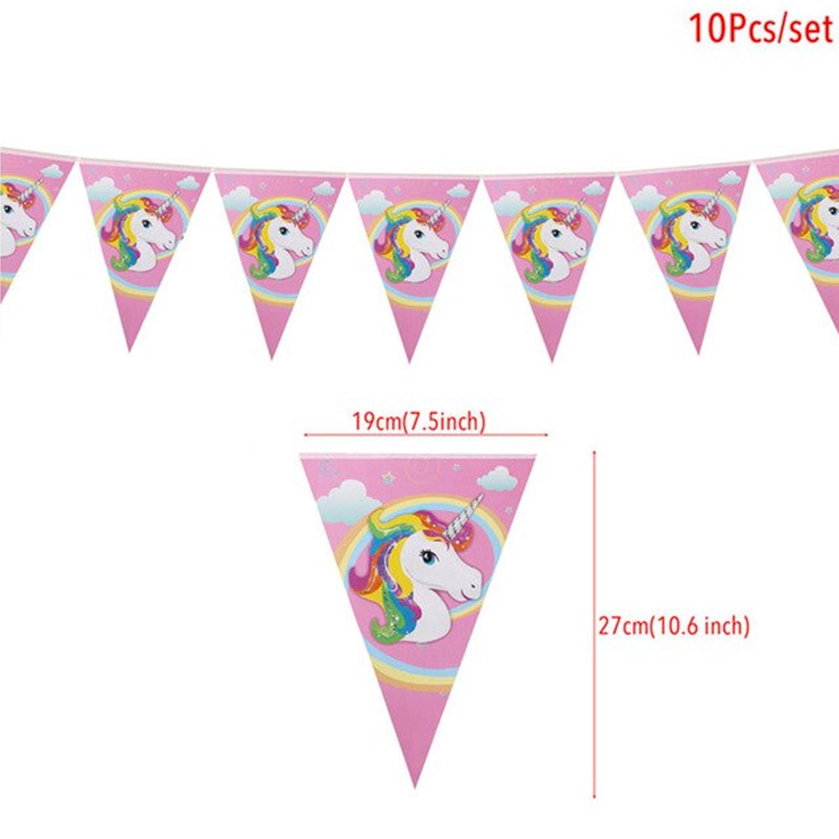 Unicorn Pennant Banners - Paper Triangle Flags - 10 Pack - Nesh Kids Store